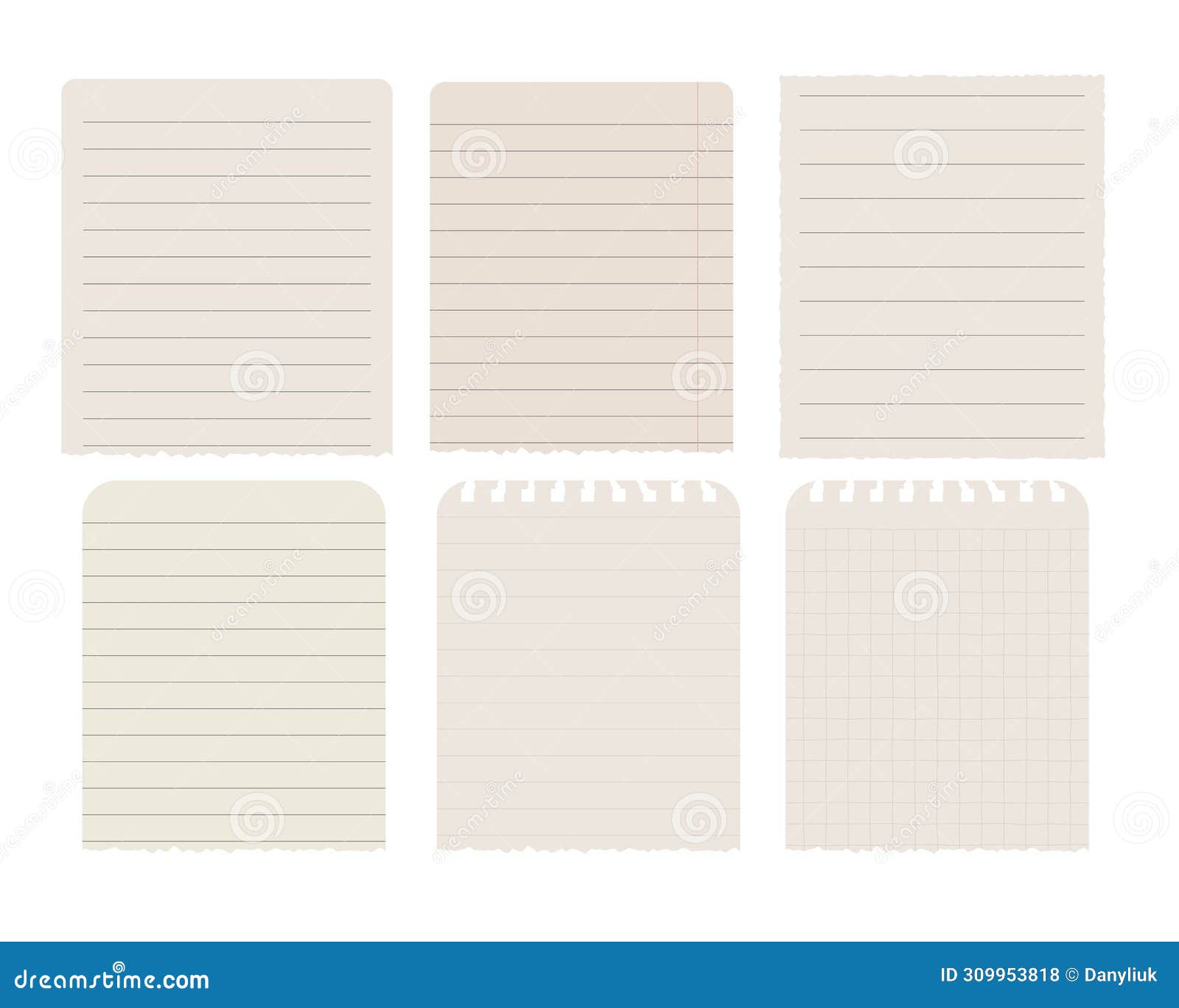 Scrapbook Papers. Blank Notepad Pages Vector Illustration. Stock ...