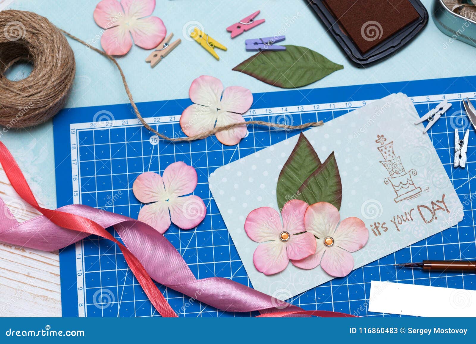 Scrapbook - Process of Creating a Postcard Stock Image - Image of ...