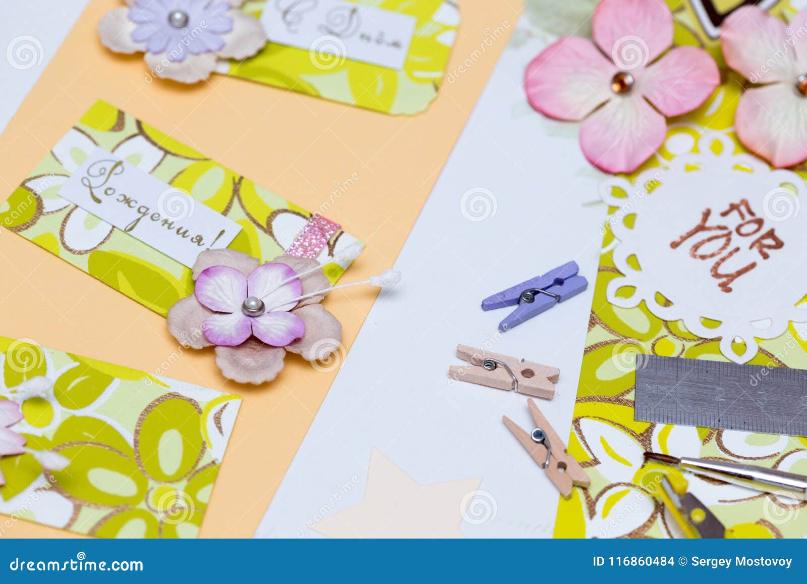 Scrapbook - Process of Creating a Postcard Stock Photo - Image of ...