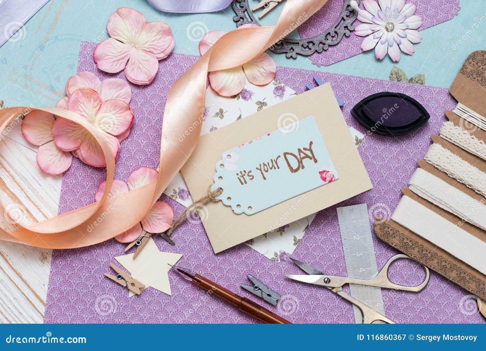 Scrapbook - Process of Creating a Postcard Stock Image - Image of ...