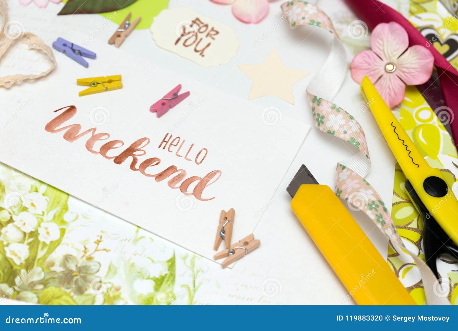 Scrapbook - Process of Creating a Postcard Stock Photo - Image of ...
