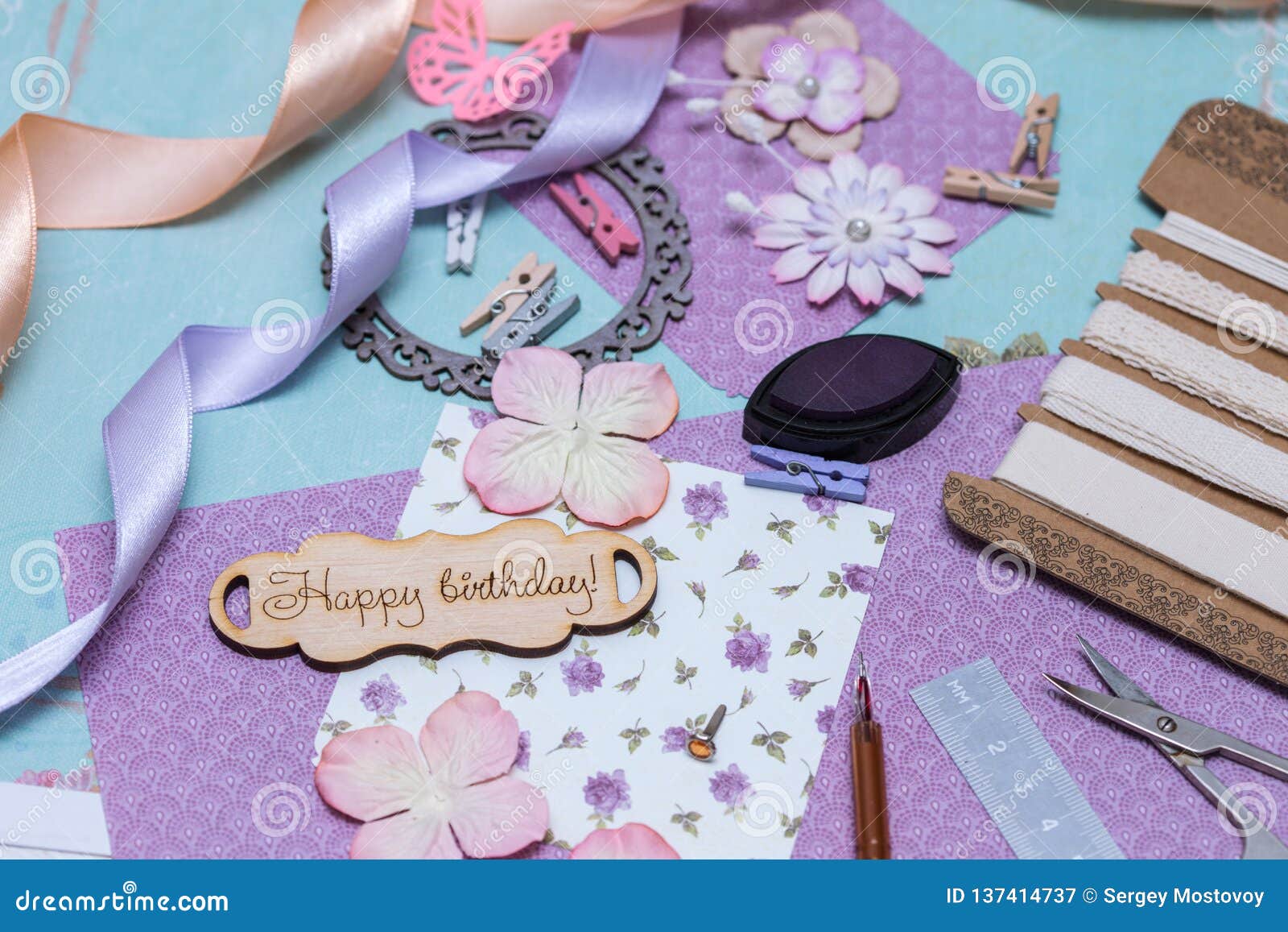 Scrapbook - Process of Creating a Postcard Stock Image - Image of ...