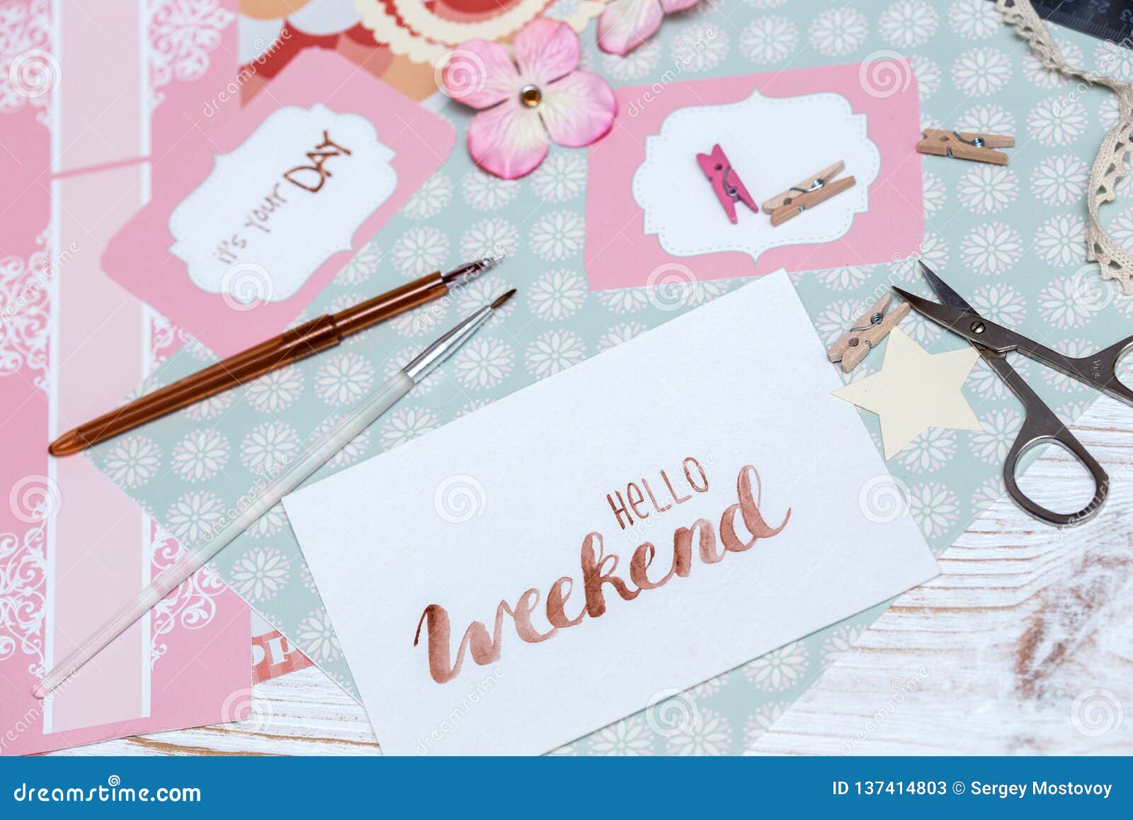 Scrapbook - Process of Creating a Postcard Stock Image - Image of ...