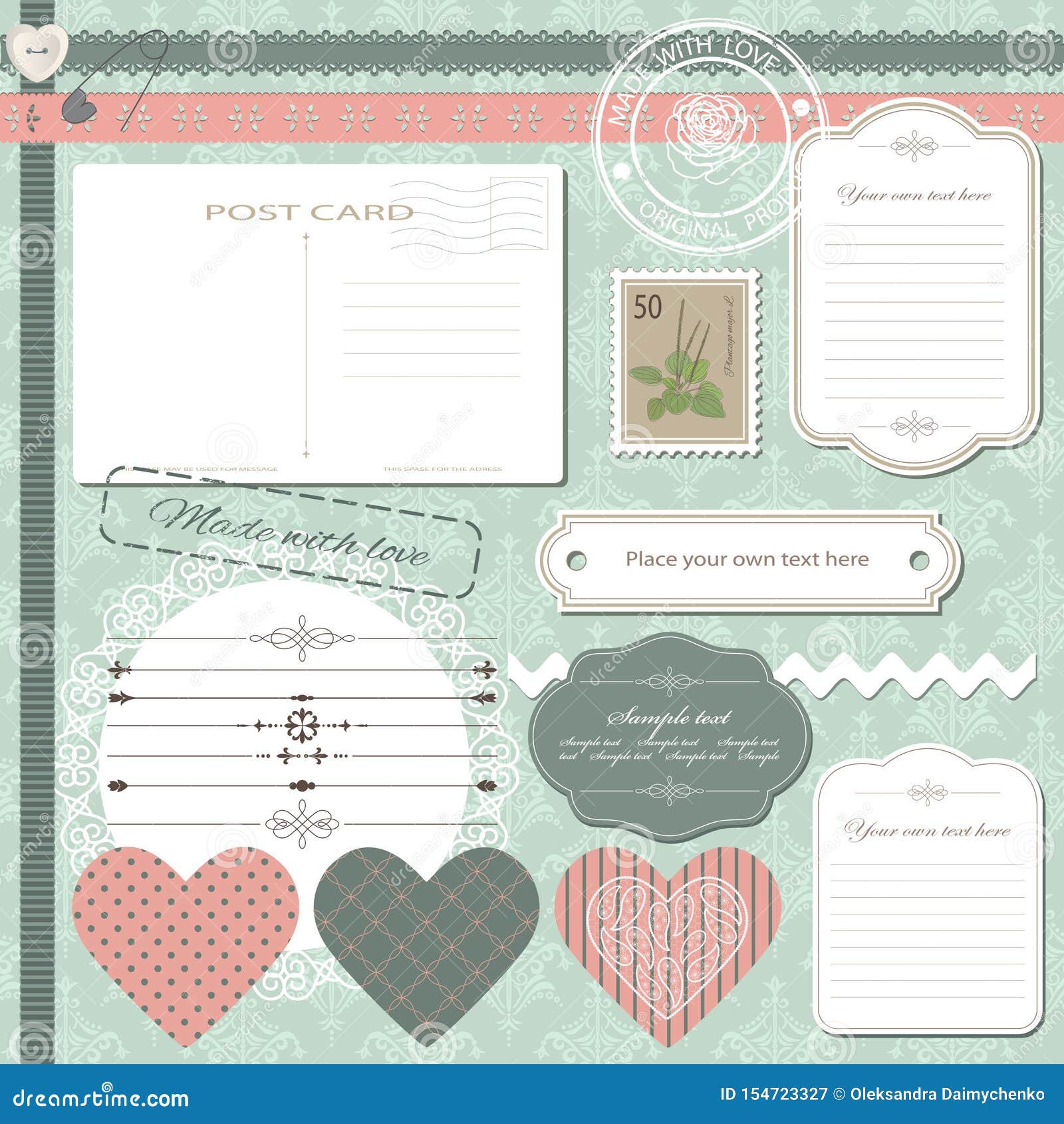 Scrapbook Set with Different Elements. Vintage. Stock Vector ...