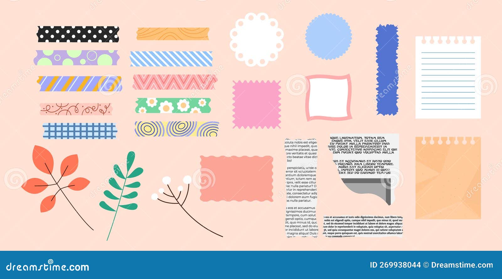 Scrapbooking Elements Isolated. Vector Set of Design Objects for ...