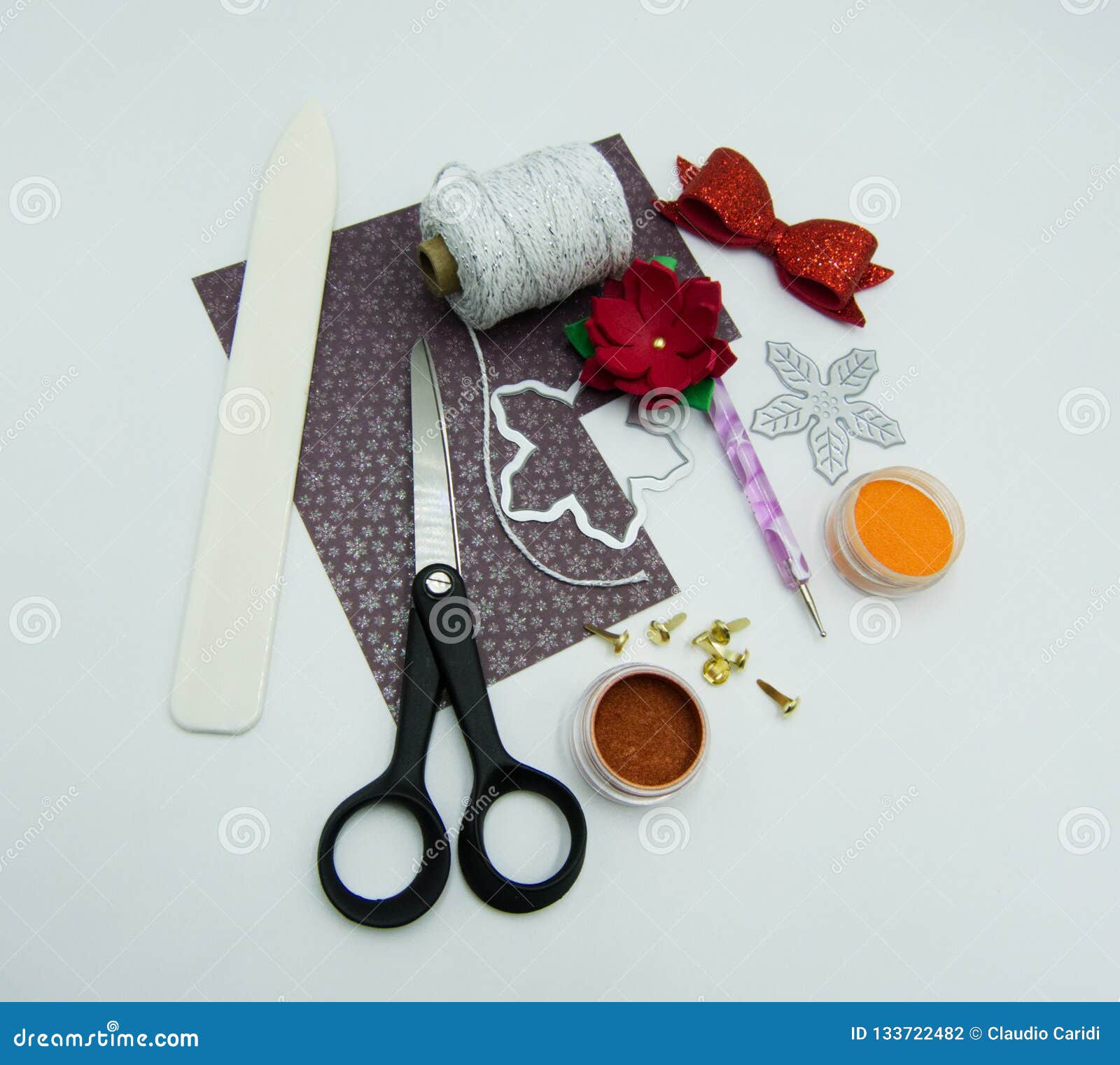 Scrapbooking Elements and Tools Stock Photo - Image of sheets ...