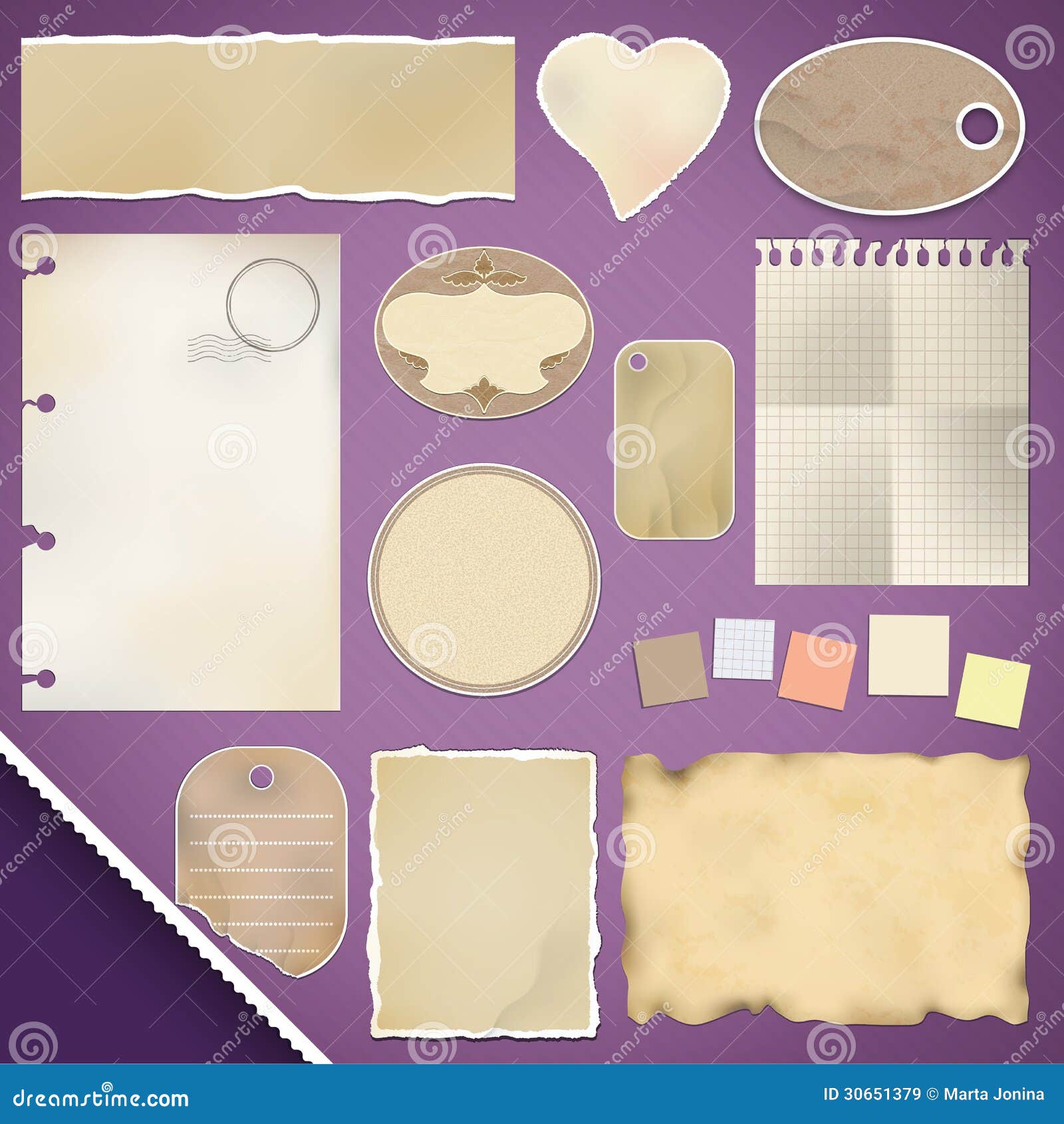 Scrapbooking Set: Torn Paper Stock Vector - Illustration of notebook ...