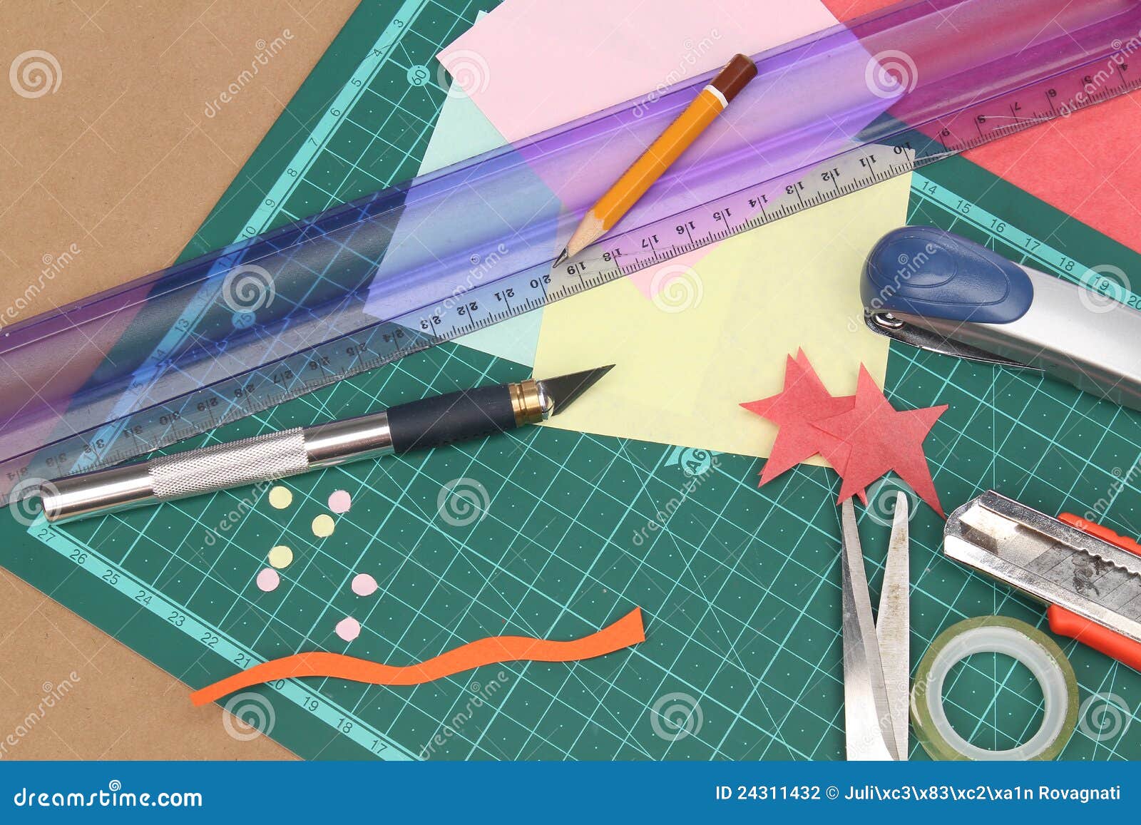Scrapbooking stuff stock photo. Image of rule, pencil - 24311432