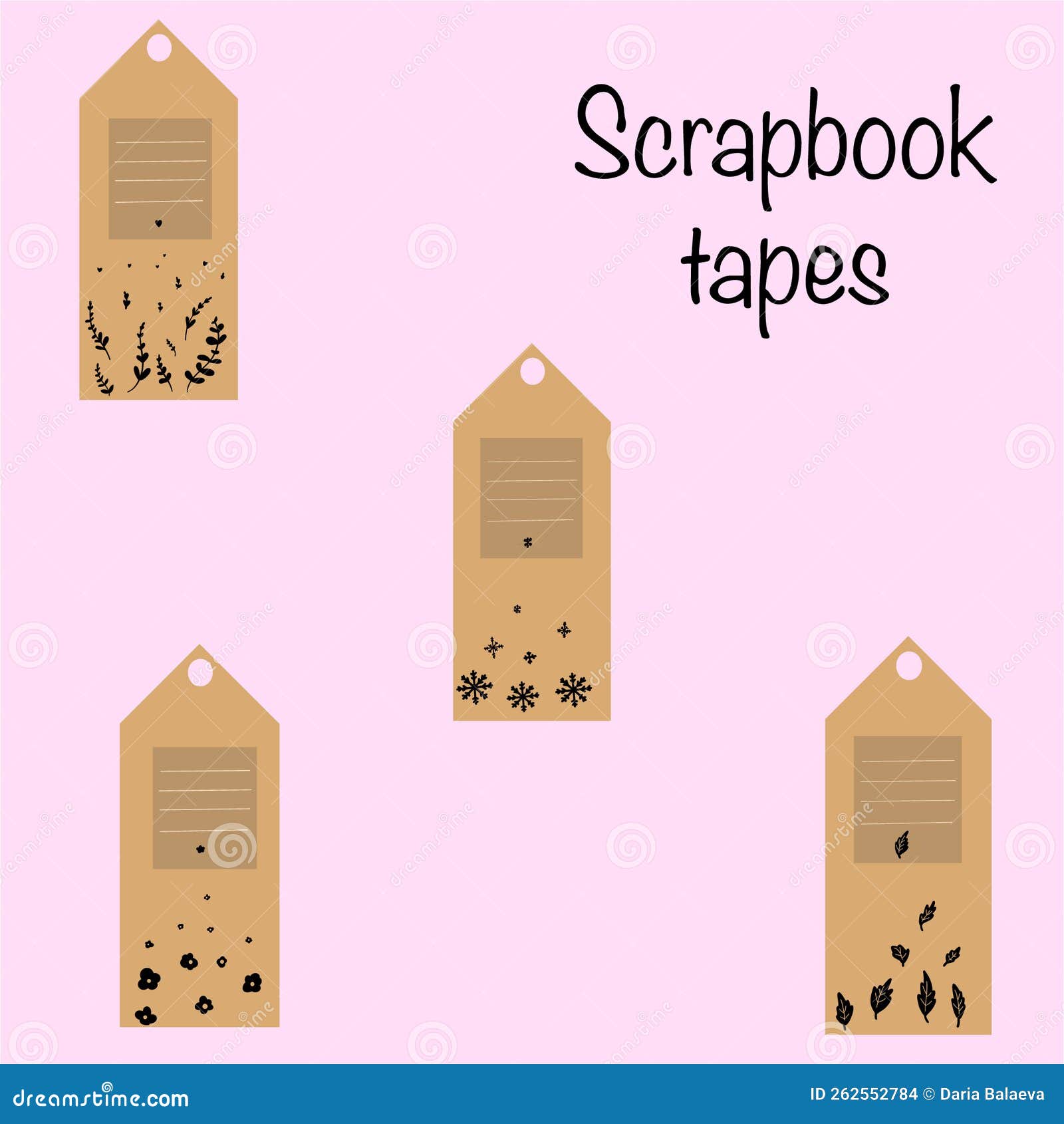 Scrapbooking Tags with Lines and Illustrations Stock Vector ...