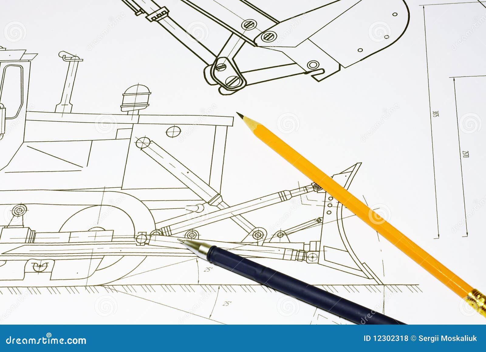 Scraper and excavator stock photo. Image of design, project - 12302318