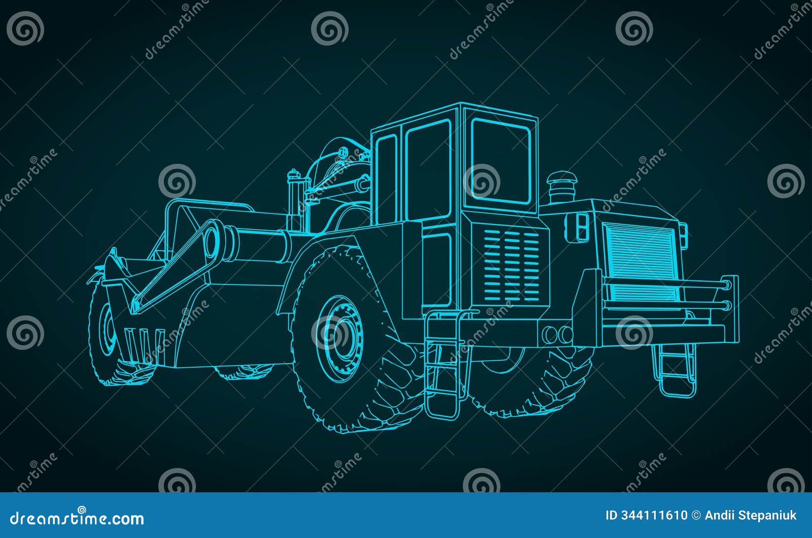 Scraper for Heavy Earthmoving and Mining Blueprint Stock Vector ...