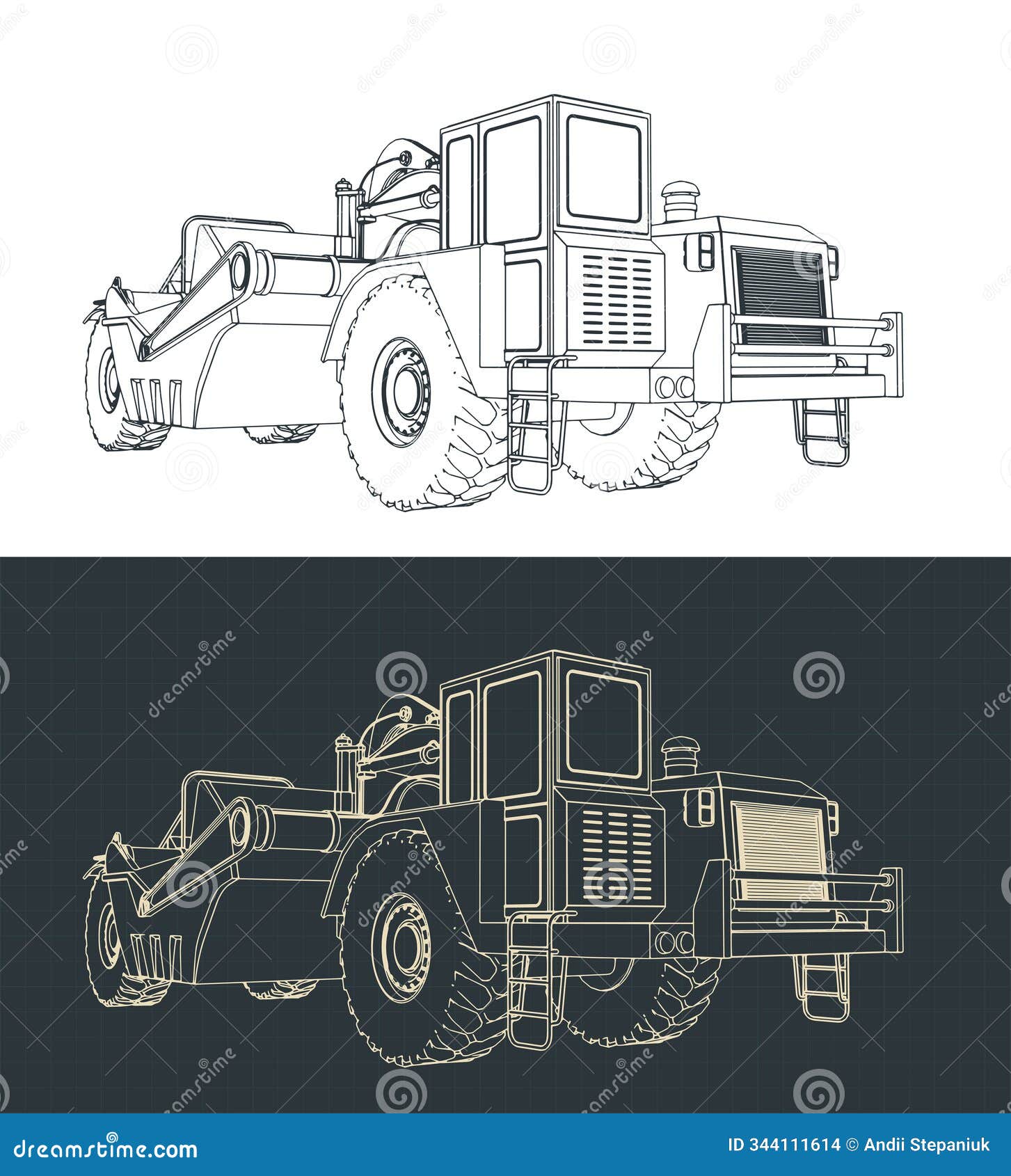 Scraper for Heavy Earthmoving and Mining Blueprints Stock Vector ...