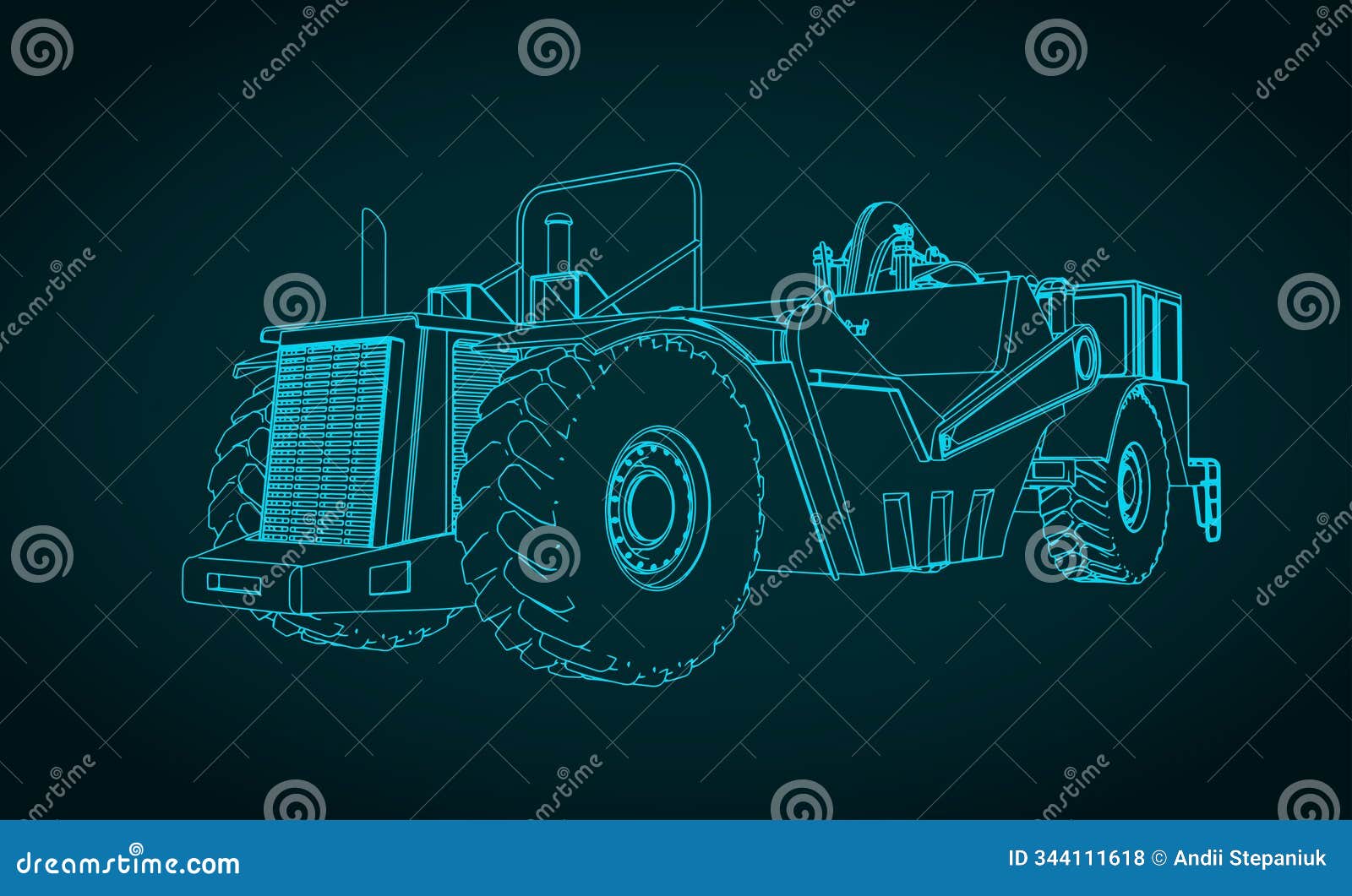 Scraper for Heavy Earthmoving and Mining Drawing Stock Vector ...