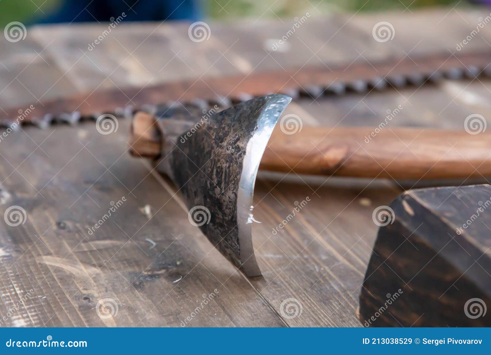 Scraper Metal Tool Carpenter on the Background of the Saw on the ...