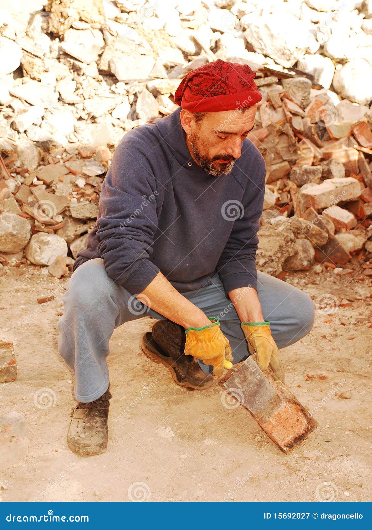 Scraping Bricks stock image. Image of construction, reuse - 15692027