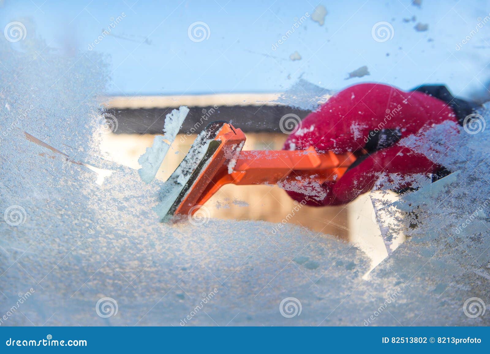 Scraping Ice from the Car Window Stock Photo - Image of cleaning ...