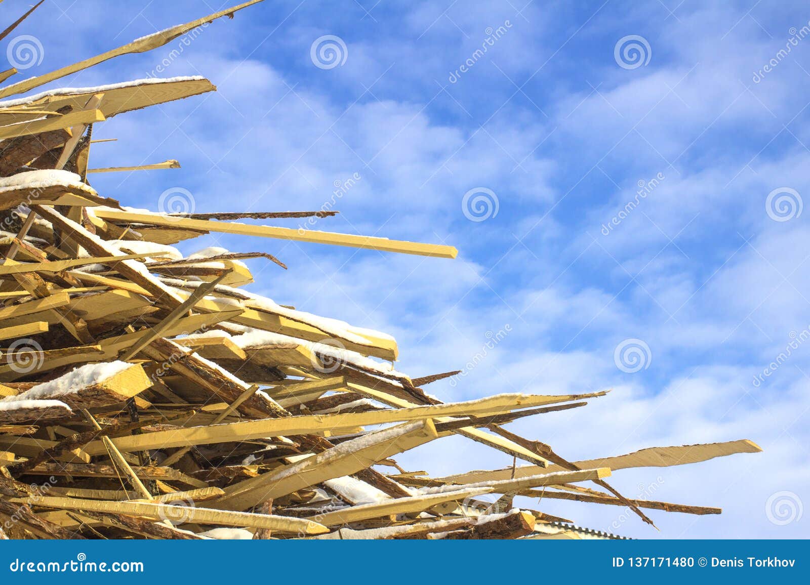 Scraps in the Manufacture of Wood Against the Sky Stock Photo - Image ...