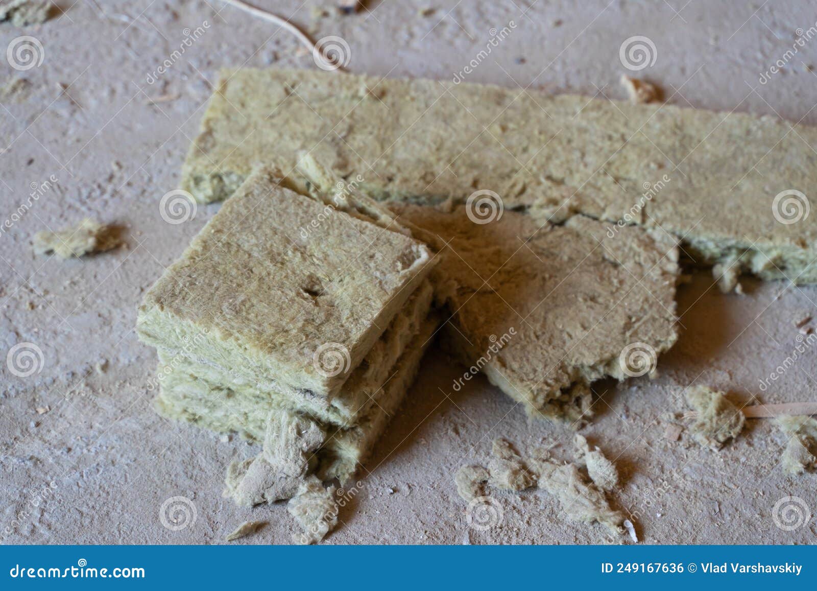 Scraps of Mineral Wool Insulation Sheet Lie on the Floor Stock Photo ...