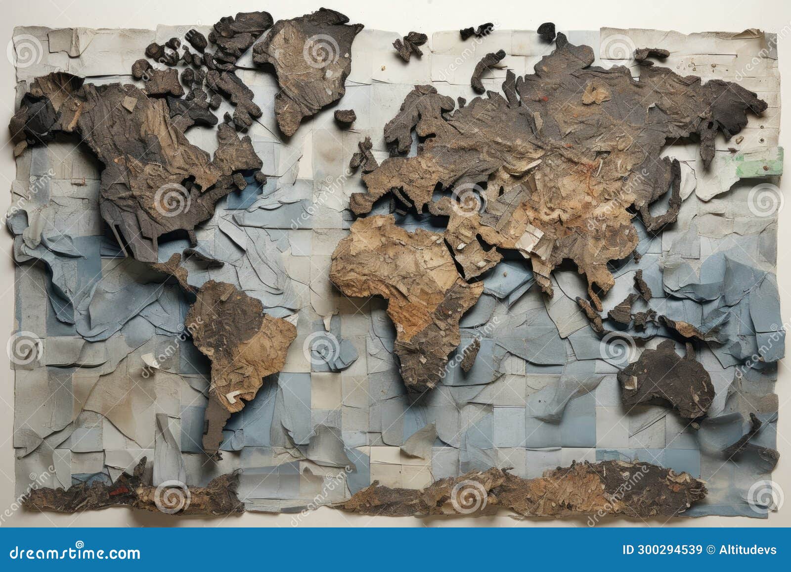 Scraps of Old Newspapers Shaped into a World Map Stock Image - Image of ...
