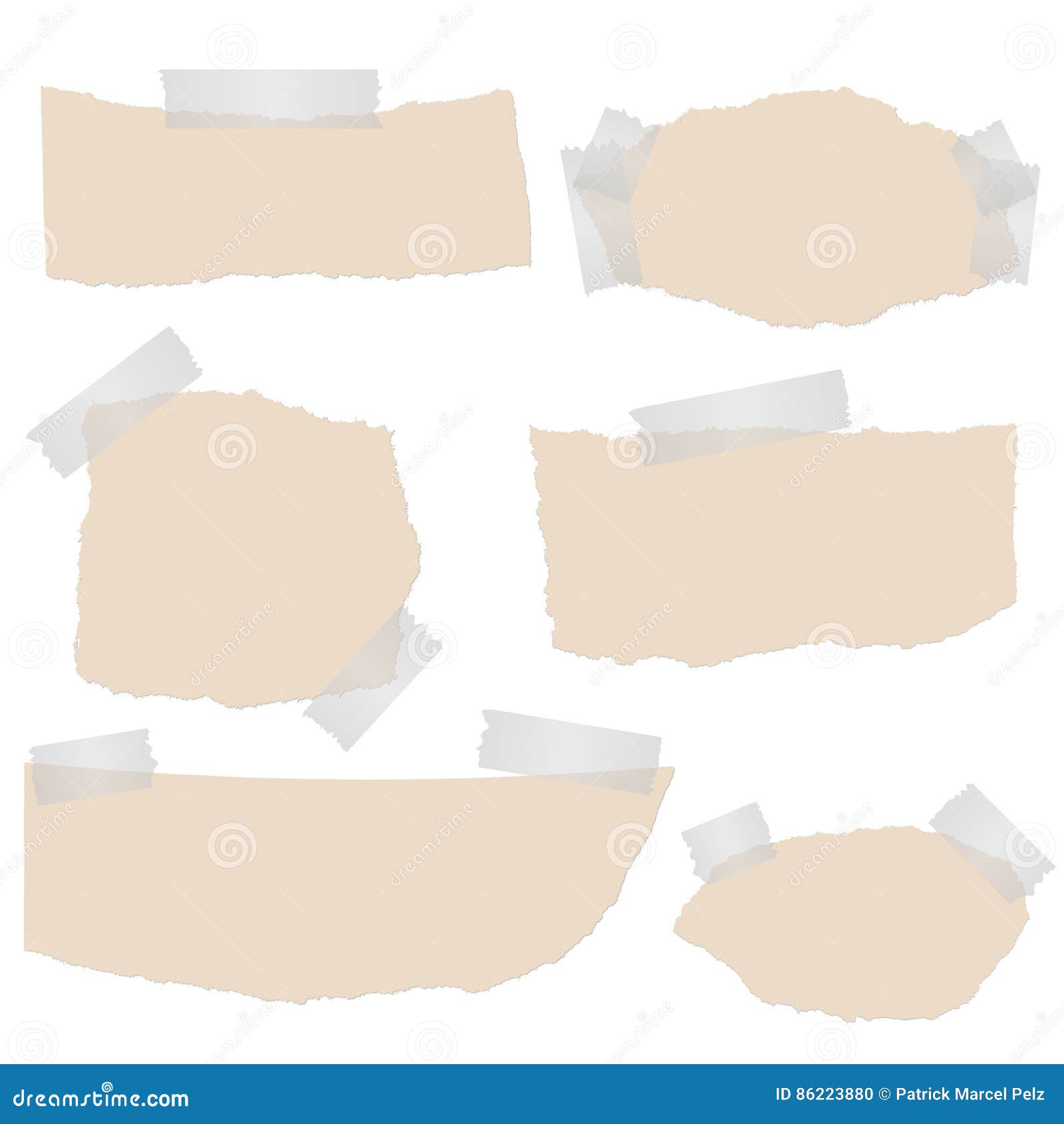 Scraps of paper with tape stock vector. Illustration of notepad - 86223880