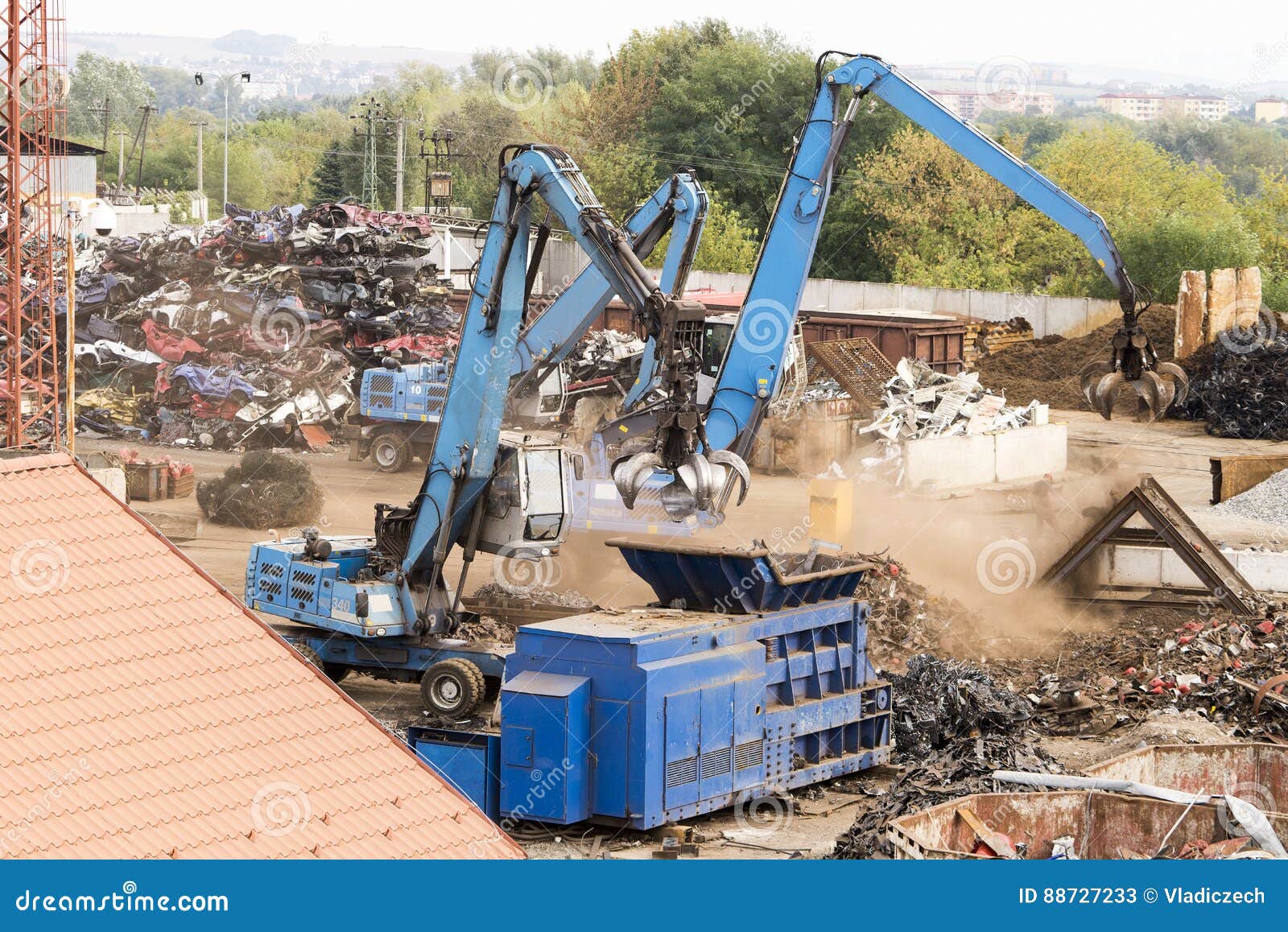 Scrapyard Machines in Action Stock Image - Image of junkyard, machine ...