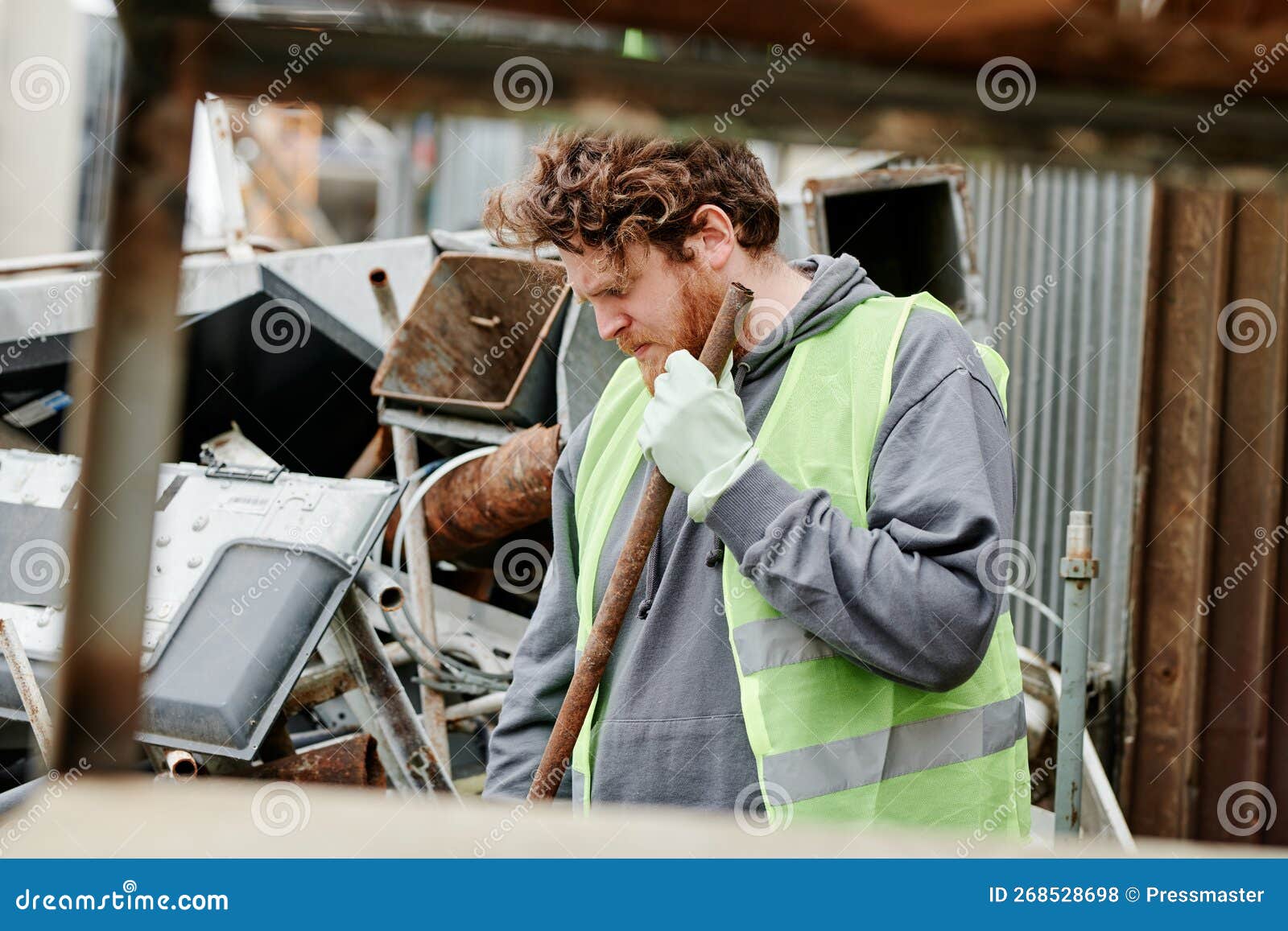 Scrapyard Worker Sorting Metal Stock Photo - Image of care, recycle ...