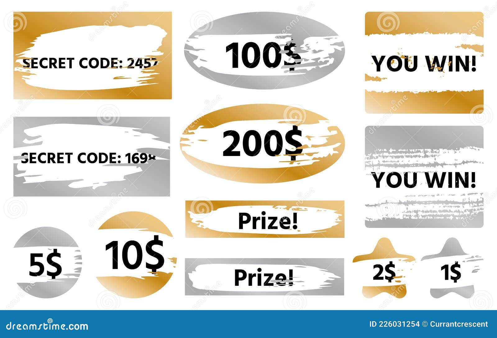 Scratch Card Lottery Lucky Winning Ticket Text Set Stock Vector ...