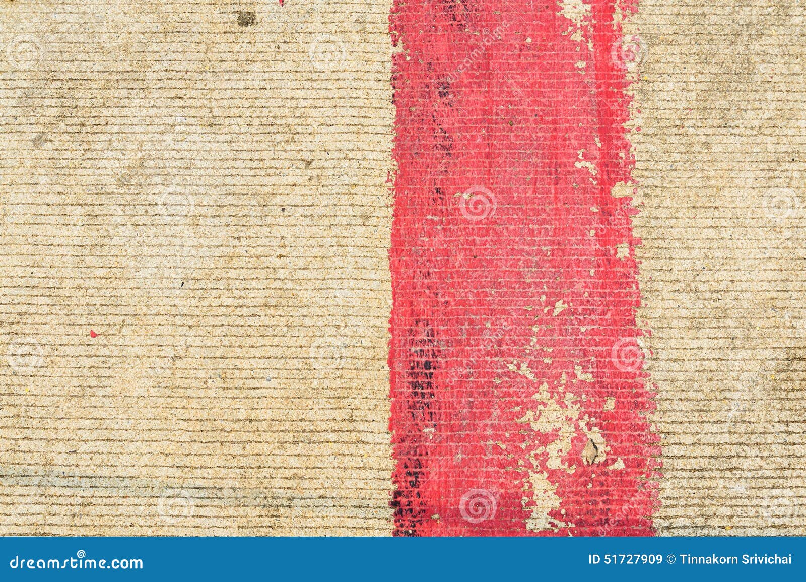 Scratch Of Red Line On Concrete Road Stock Photo - Image: 51727909