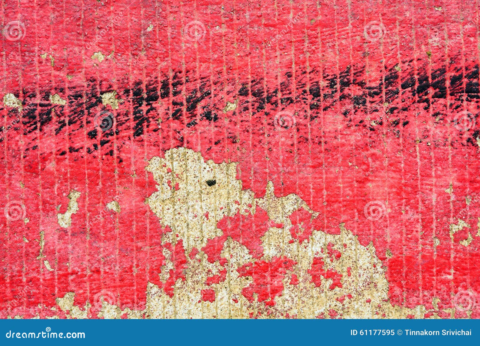Scratch of Red Line on Concrete Road Stock Image - Image of color, road ...