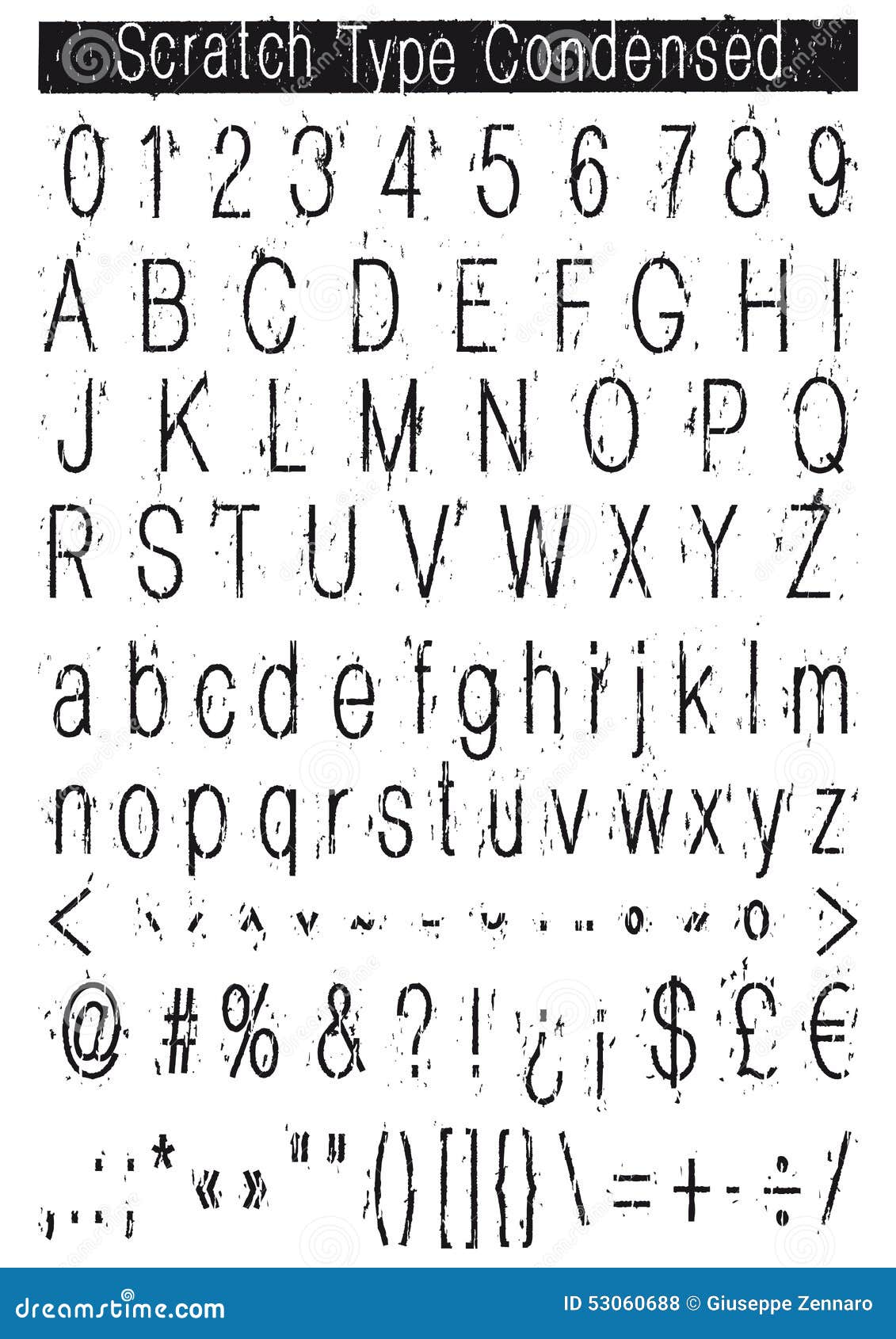 Scratch Type Condensed stock vector. Illustration of font - 53060688