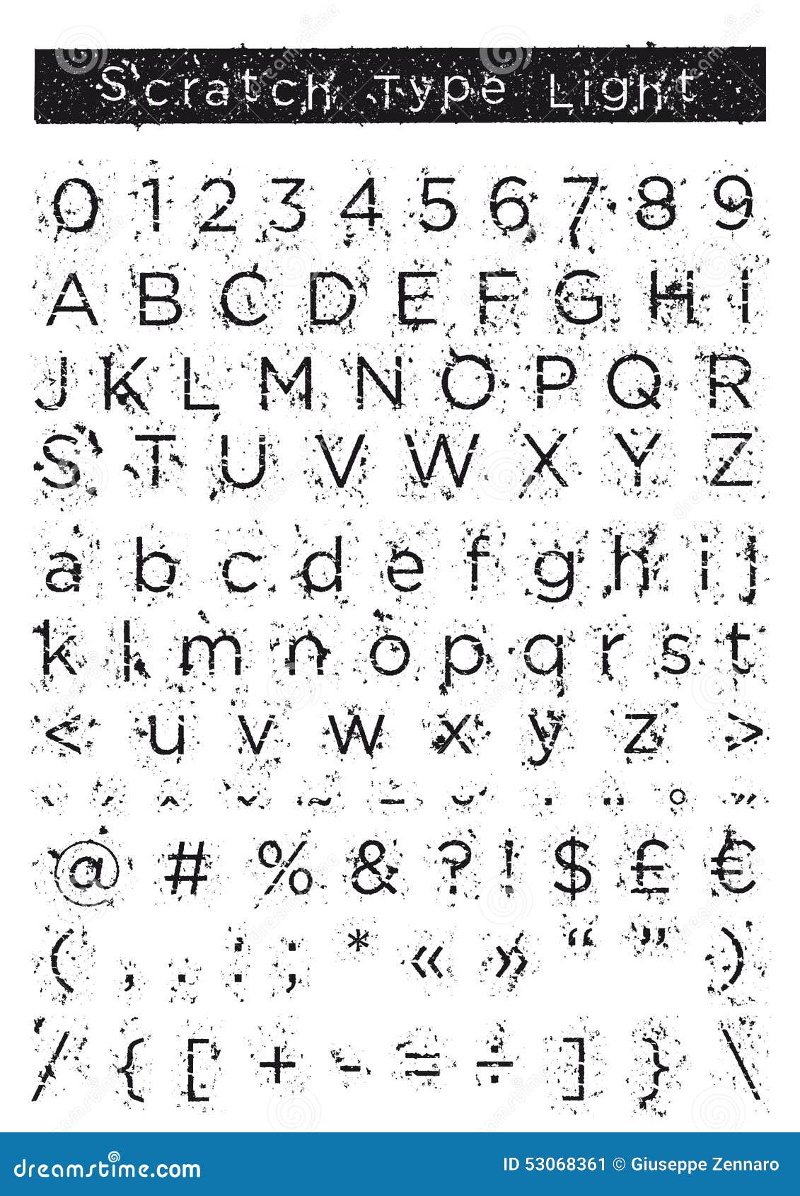 Scratch Type Light stock vector. Illustration of font - 53068361