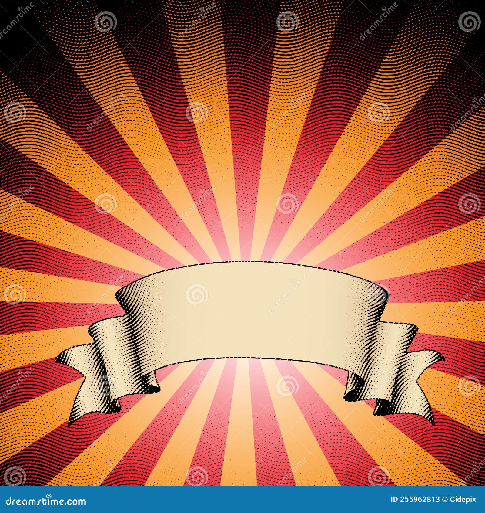 Scratchboard Engraved Banner on Striped Background Stock Vector ...