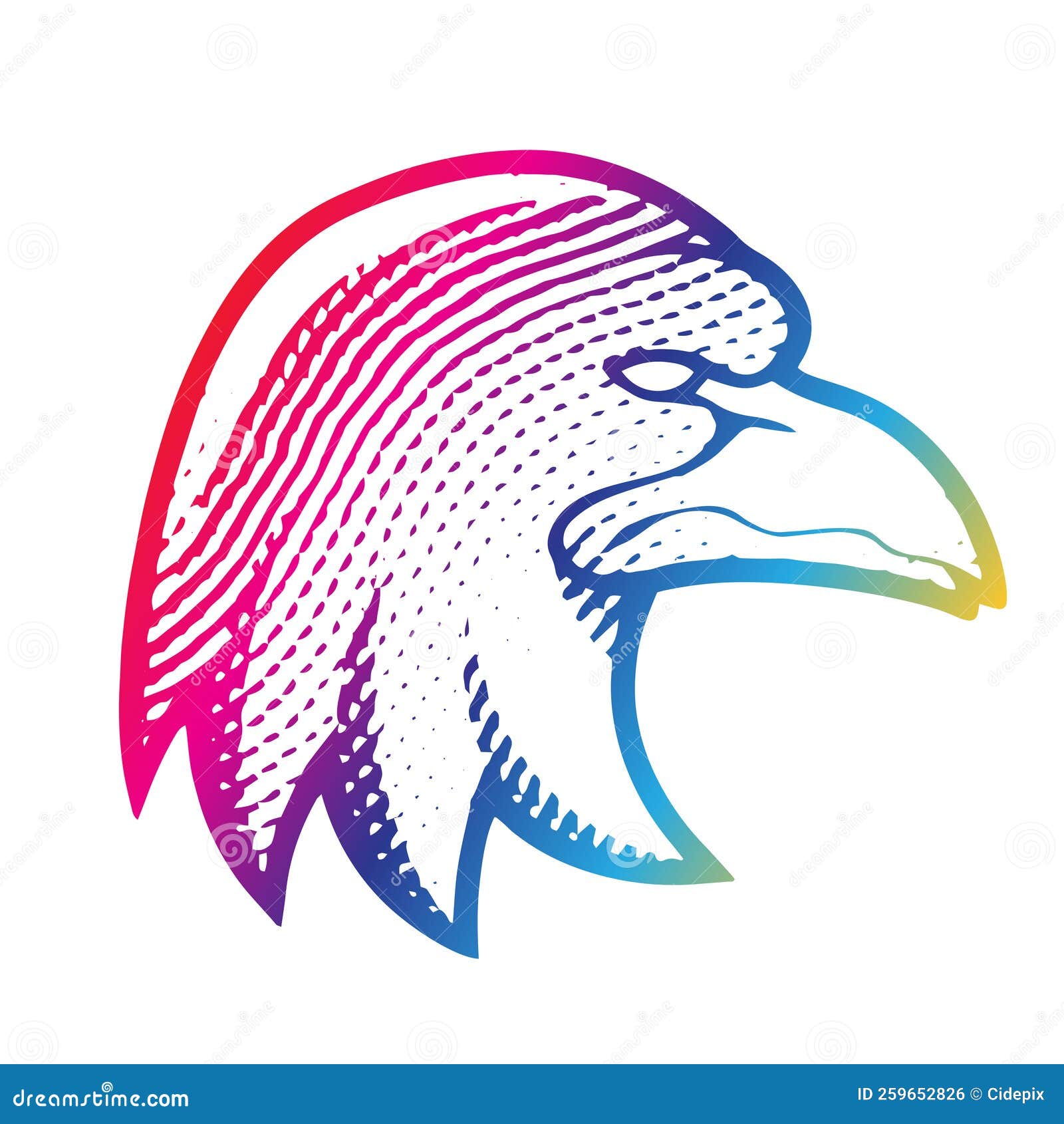 Scratchboard Engraved Eagle in Rainbow Colors Stock Vector ...