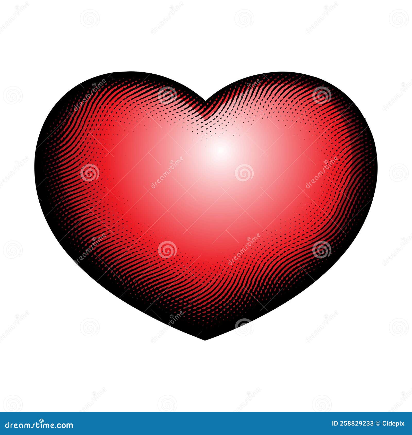 Scratchboard Engraved Heart Shape with Red Fill Stock Vector ...
