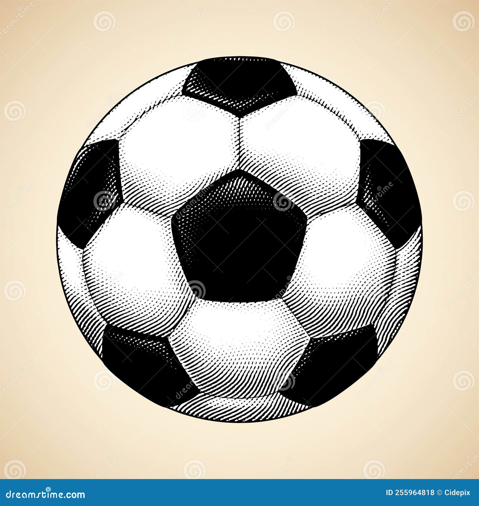 Scratchboard Engraved Soccer Ball with White Fill Stock Vector ...