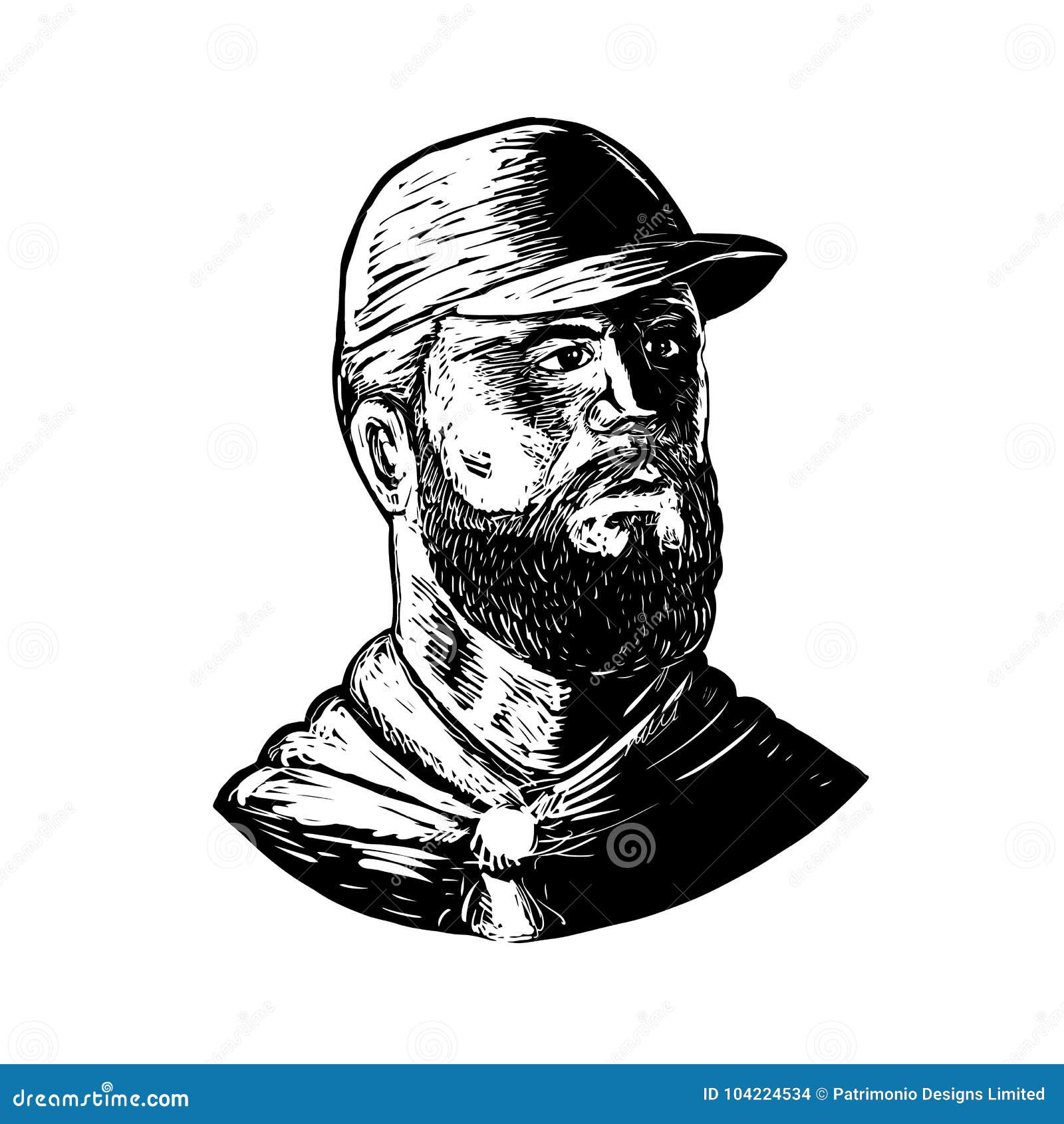 Bearded Chef Scratchboard stock illustration. Illustration of worker ...