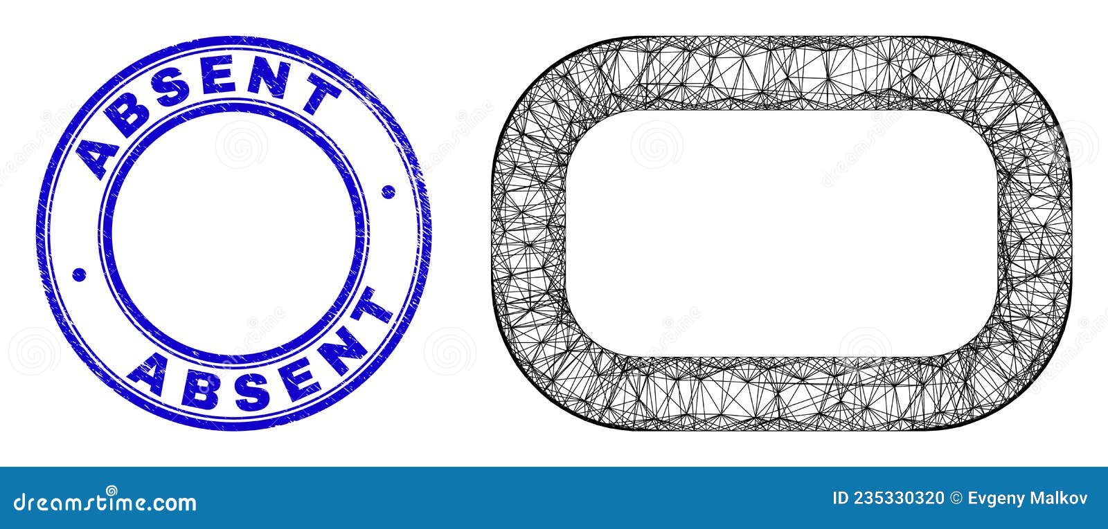 Scratched Absent Badge and Hatched Irregular Mesh Empty Rounded ...