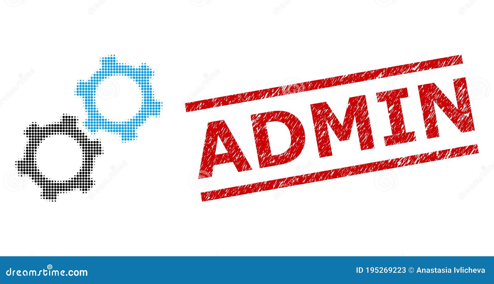 Scratched Admin Seal Stamp and Halftone Dotted Gears Stock Vector ...