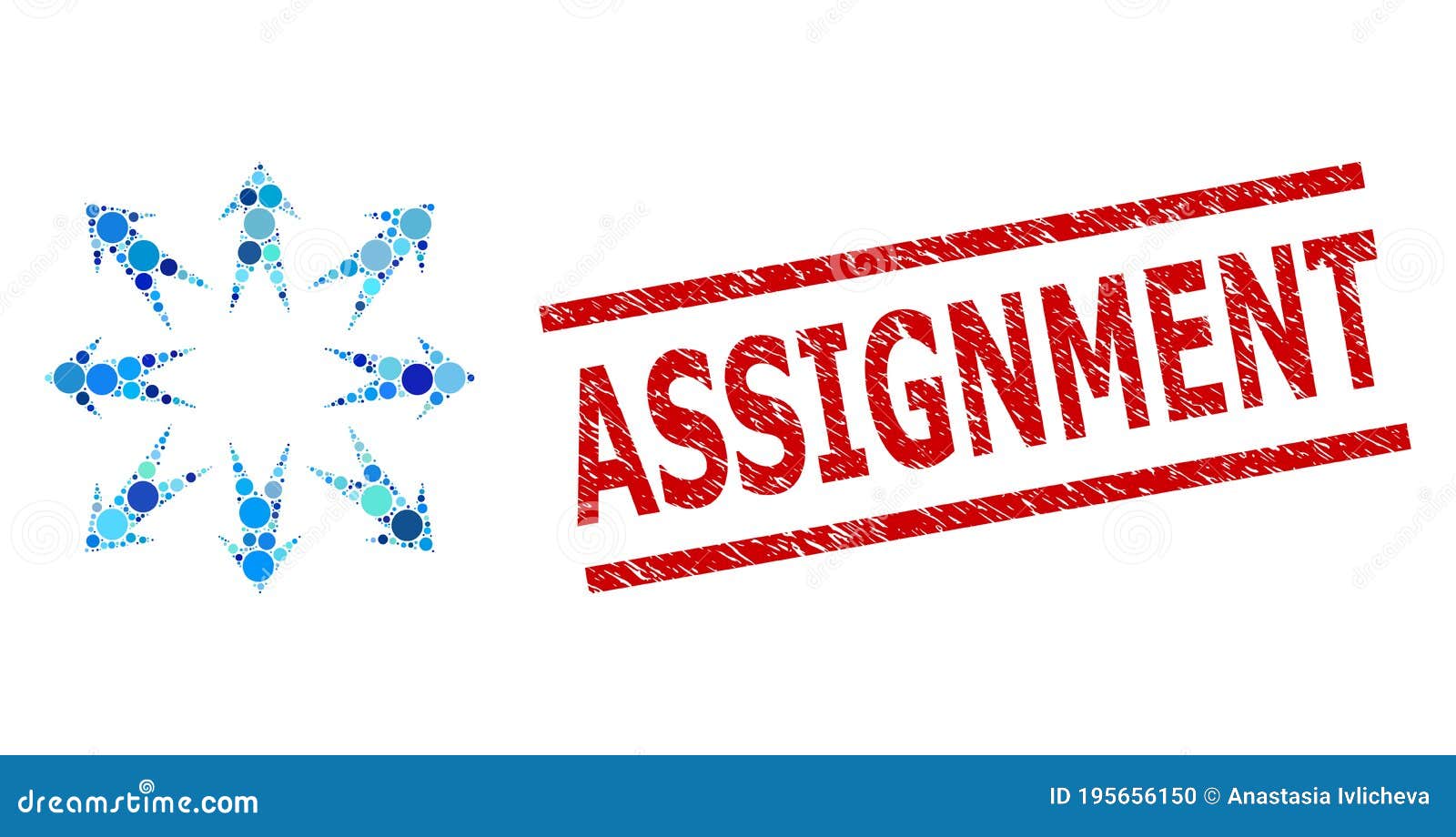 Scratched Assignment Stamp Seal and Expand Arrows Composition of ...