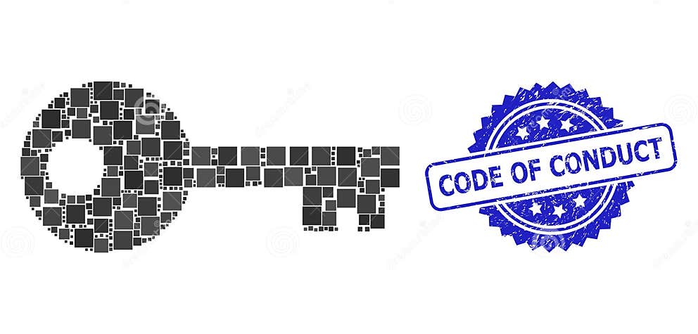Scratched Code of Conduct Stamp and Square Dot Collage Key Stock Vector ...