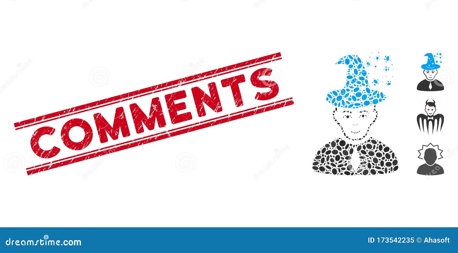 Scratched Comments Line Stamp with Mosaic Magic Master Icon Stock ...