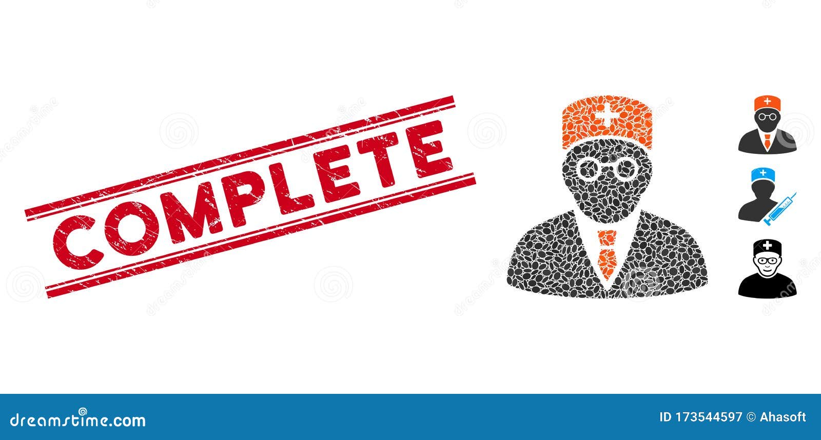 Scratched Complete Line Stamp with Mosaic Main Physician Icon Stock ...