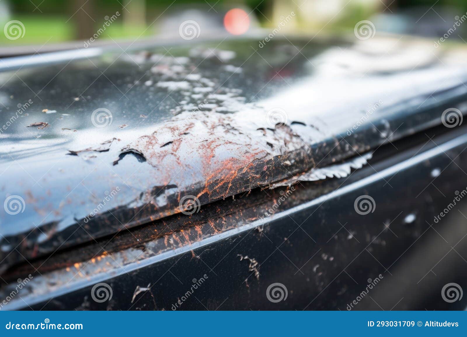 Scratched and Dented Car Hood from a Fender Bender Stock Image - Image ...