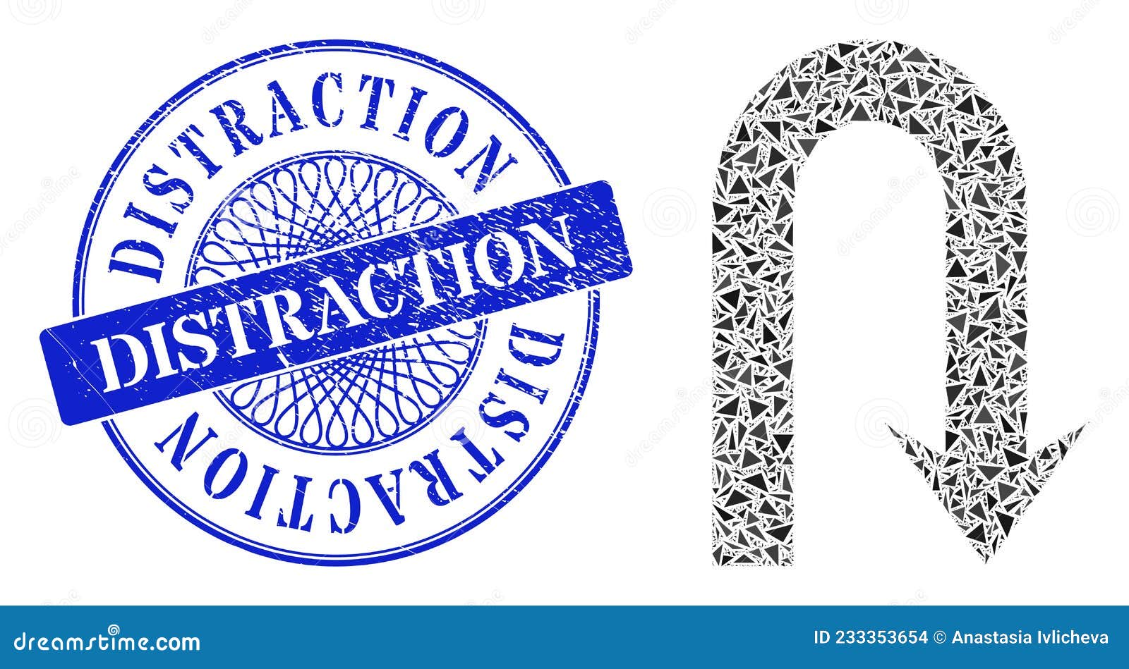 Scratched Distraction Stamp Seal and Triangle Turn Back Mosaic Stock ...