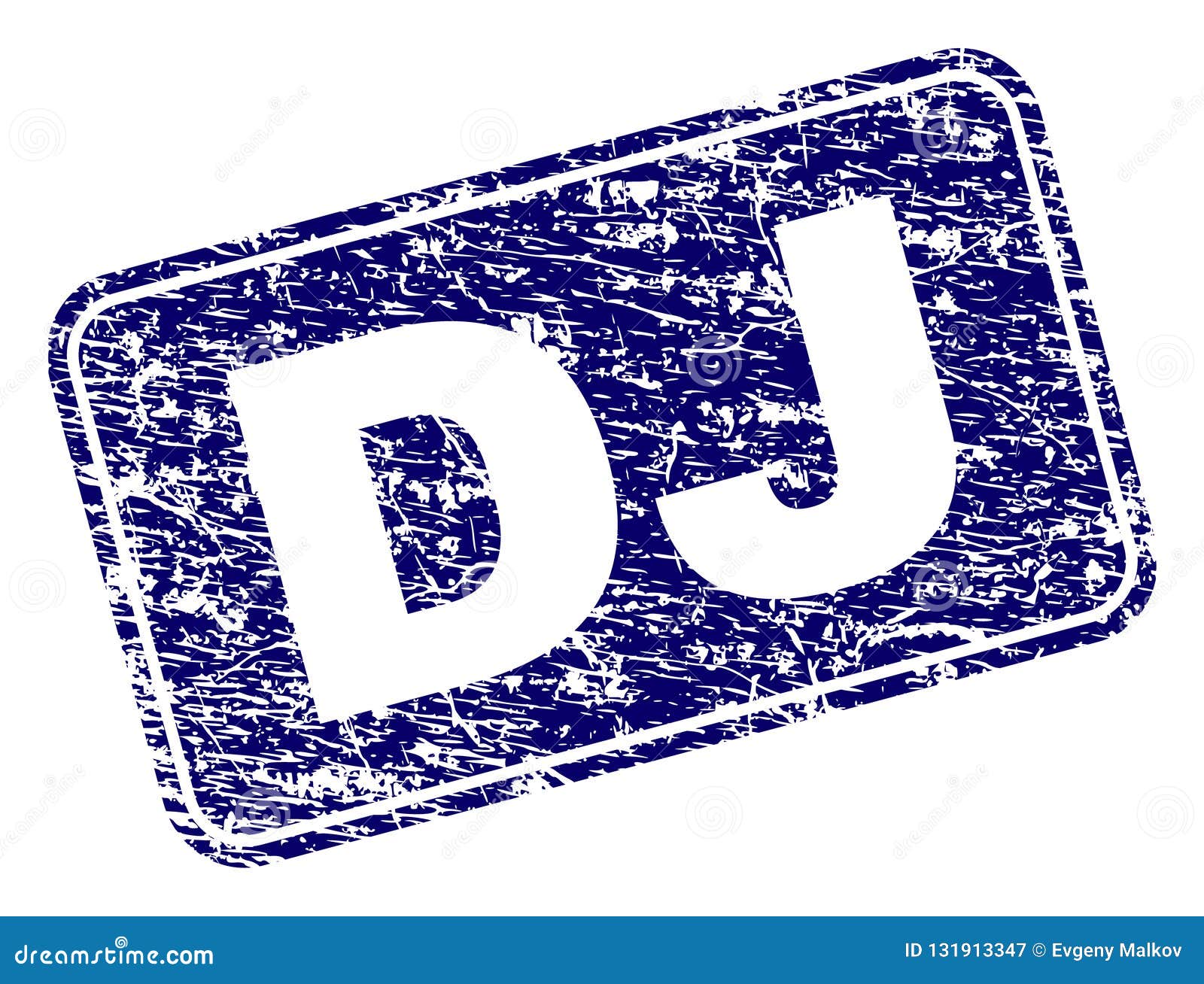 Scratched DJ Framed Rounded Rectangle Stamp Stock Vector - Illustration ...