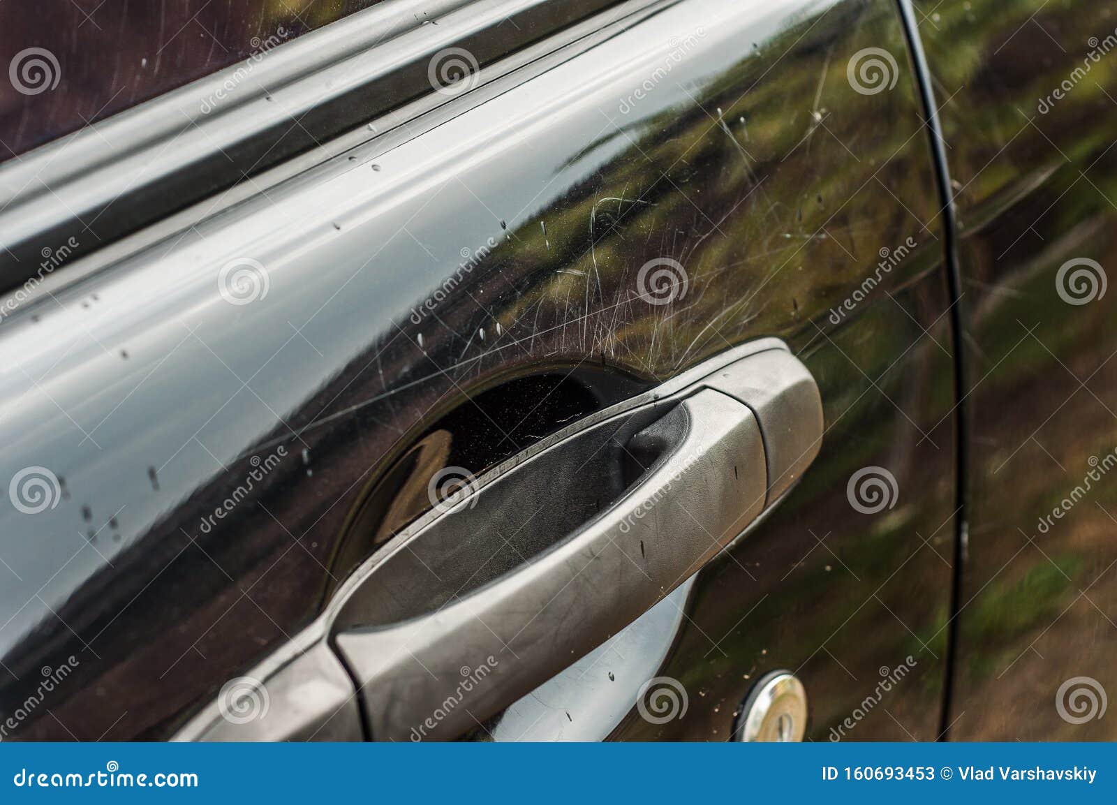 Scratched Fingernail Recess Under the Car Door Handle Stock Image ...