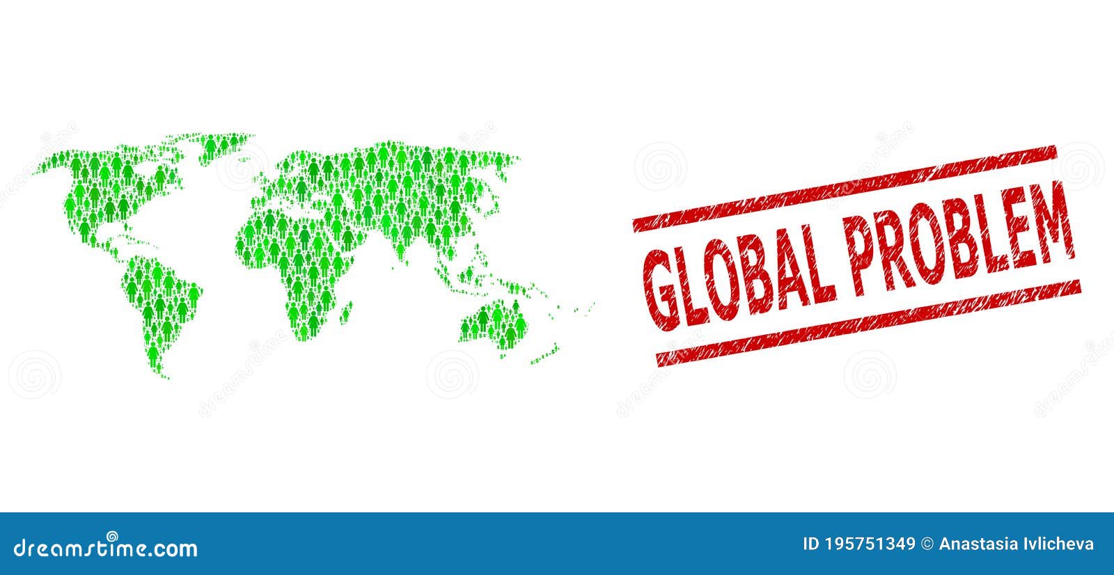 Scratched Global Problem Seal and Green People and Dollar Mosaic Map of ...