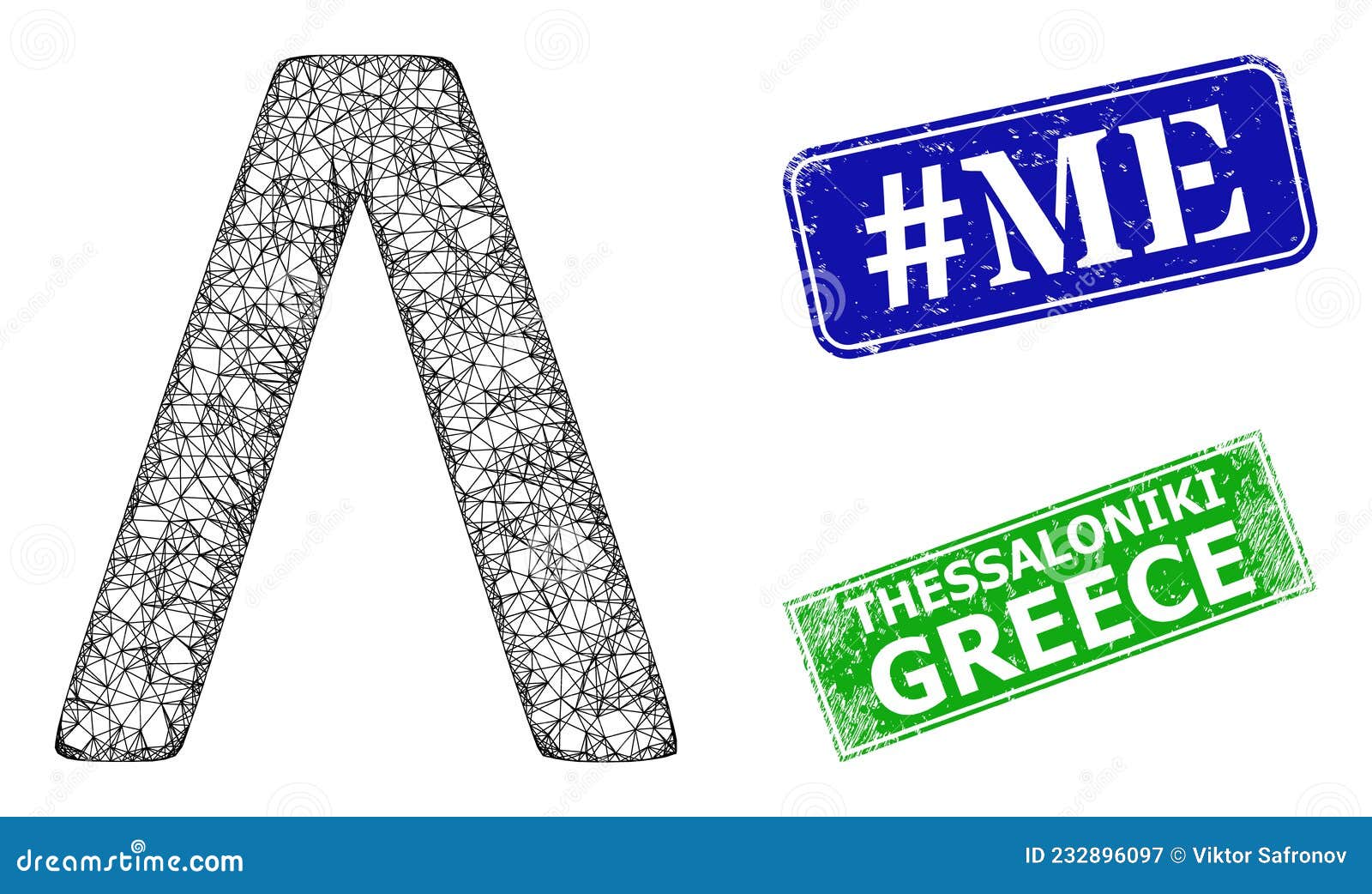 Scratched Hashtag Me Seals and Polygonal Mesh Lambda Greek Symbol Icon ...