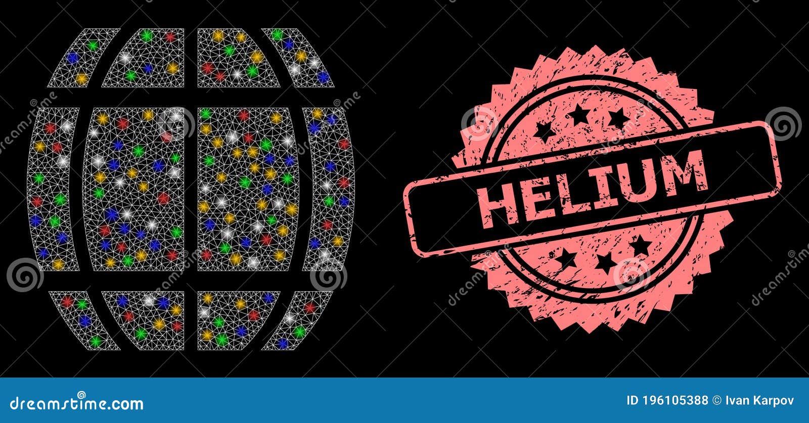 Scratched Helium Stamp and Network Barrel with Lightspots Stock Vector ...