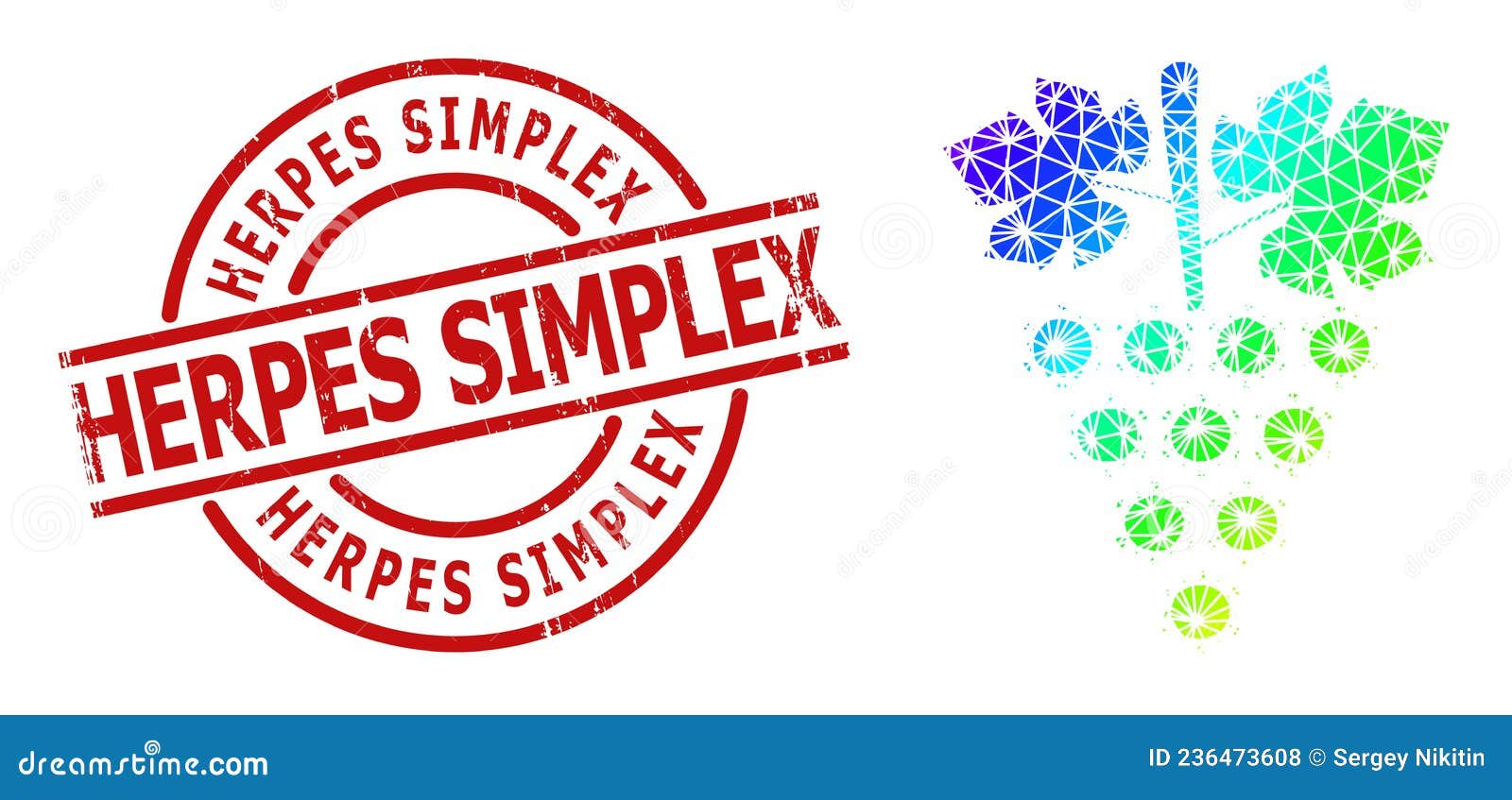 Scratched Herpes Simplex Stamp and Triangle Filled Rainbow Virus Grapes ...
